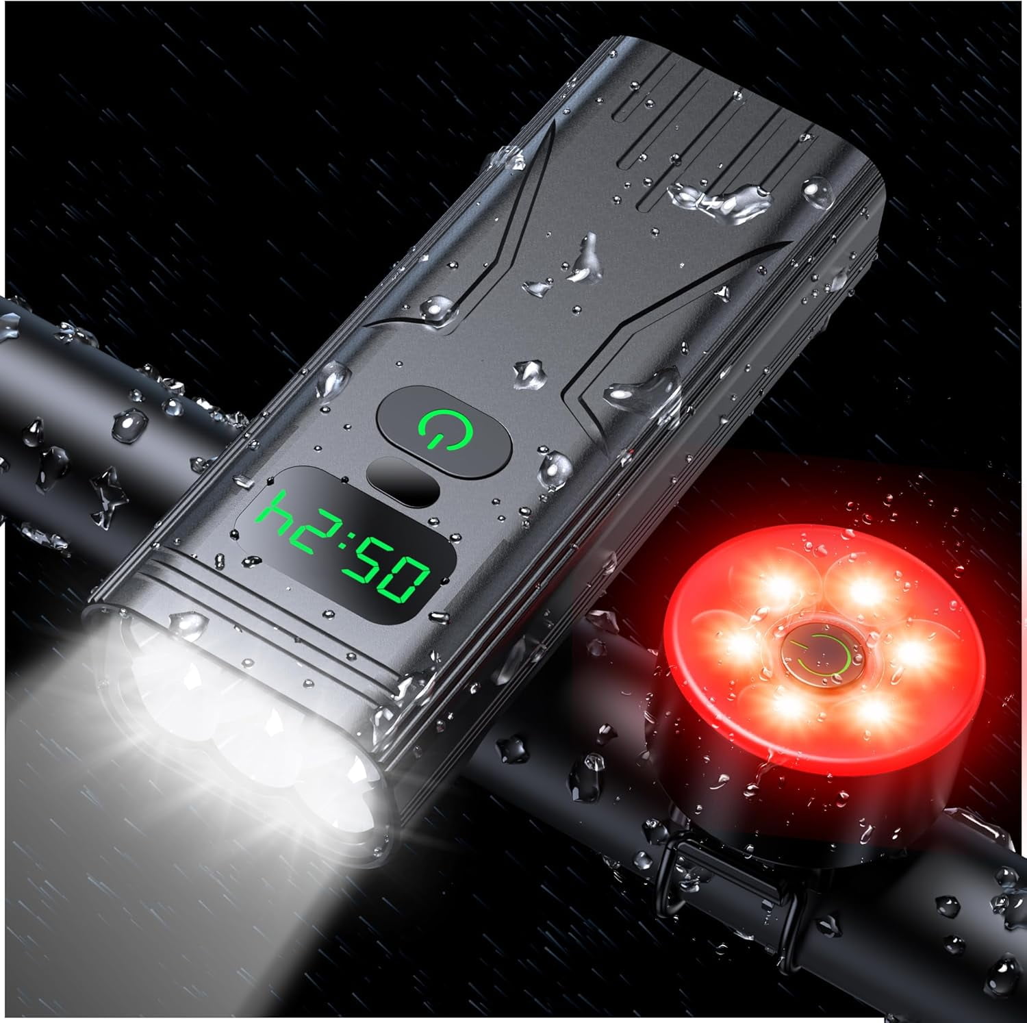 9000 Lumens Bike Lights for Night Riding, Bicycle Lights Front and Rear ...