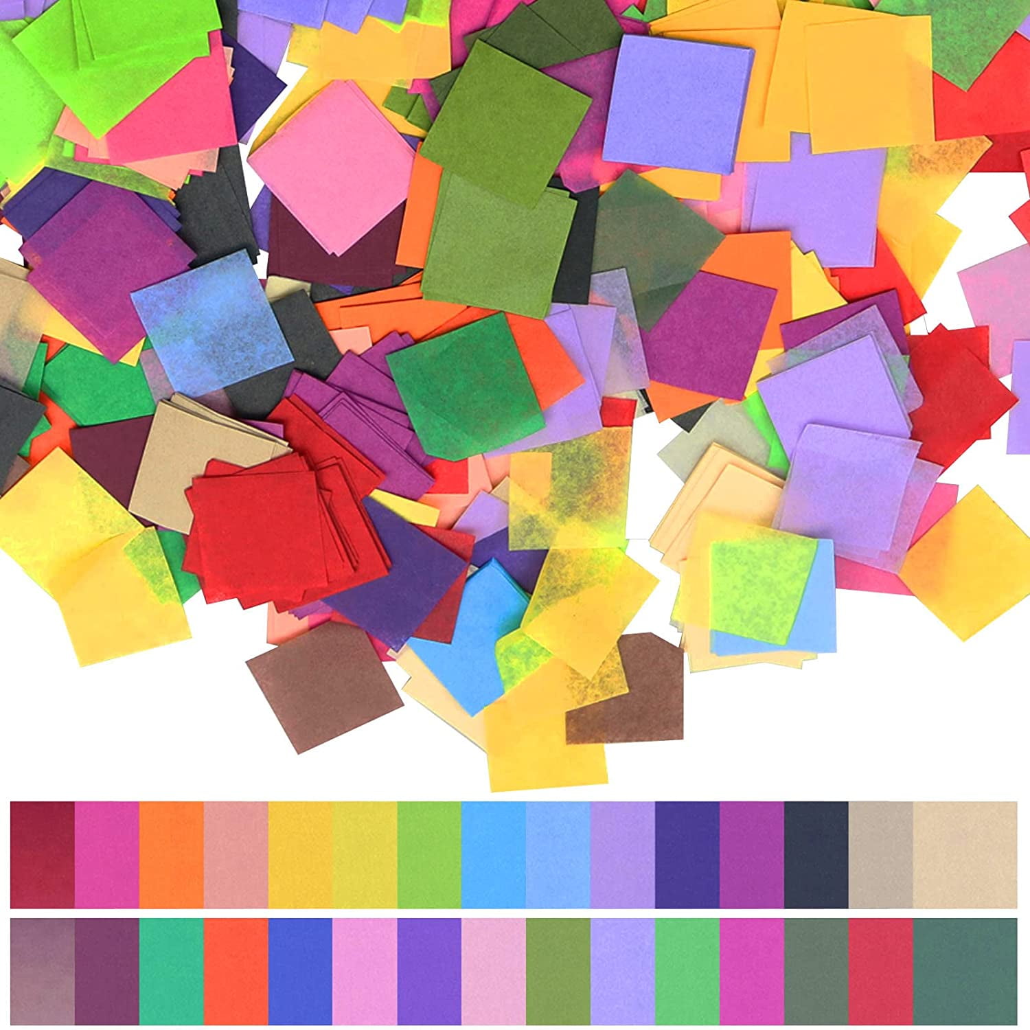9000 Sheets 1 Inch Tissue Paper Squares - 30 Assorted Colored Tissue ...