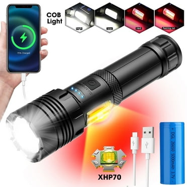 High Power Xhp70 LED Flashlight with Heavy Duty Rechargeable Lithium ...