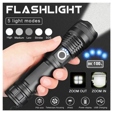 Rechargeable LED Flashlights High Lumens, 20000 Lumens Super Bright ...