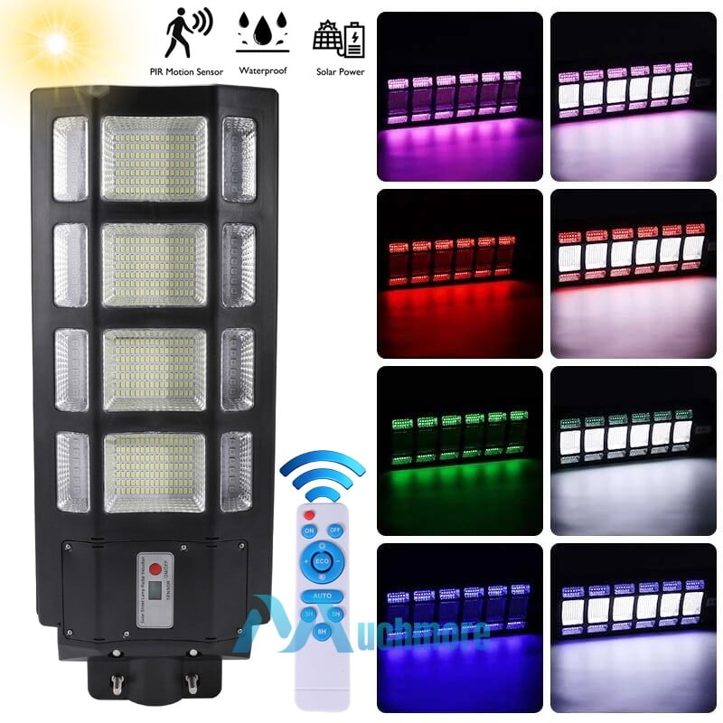 90000000LM Commercial LED Solar Street Light RGB Color Changing PIR ...