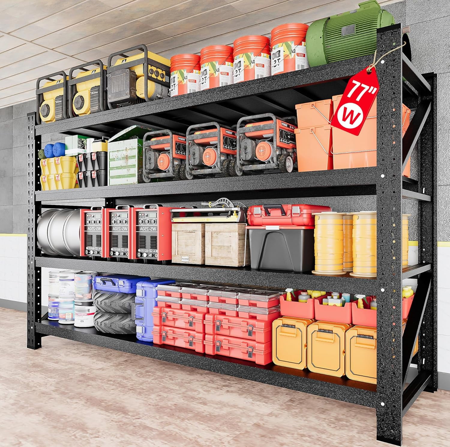 9000LBS Heavy Duty Garage Shelving Units,77" Wide & Deep Storage ...