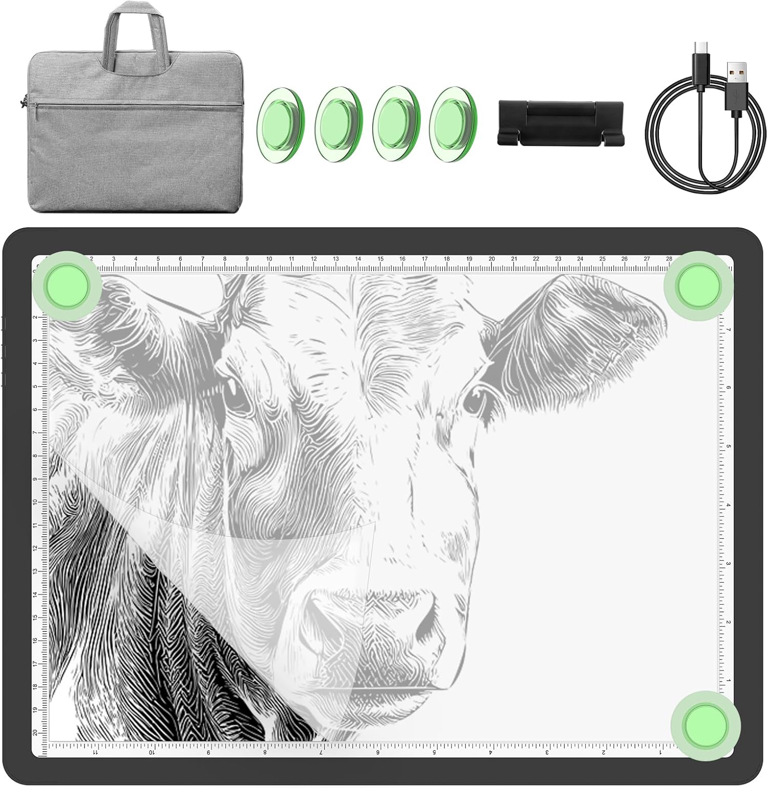 9000LUX A4 Tracing Light Box with Padded Case, Art Light Board,Side ...