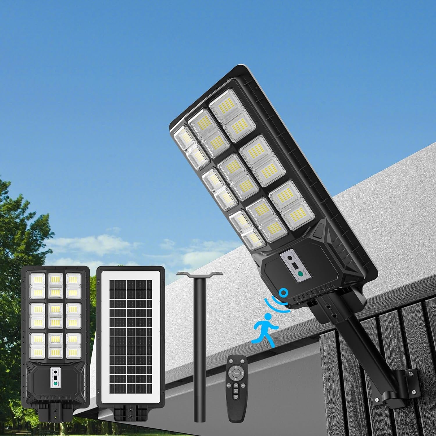 9000W Solar Street Light 6500K Daylight, IP66 Motion Sensor Solar ...