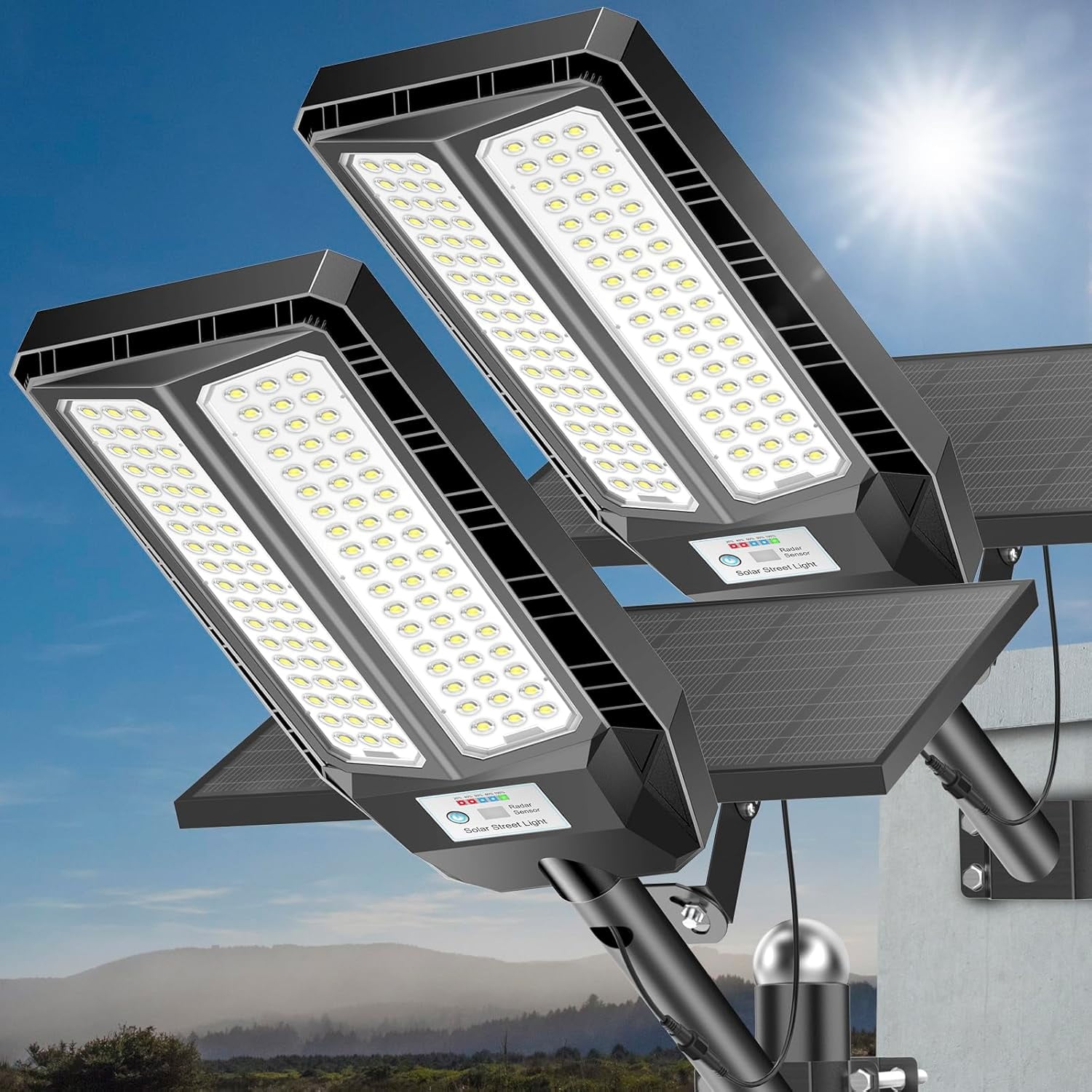 9000W Solar Street Light Outdoor – 7000K LED Solar Light with Motion ...