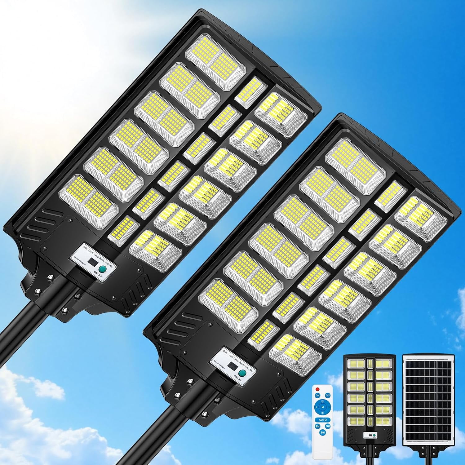 9000W Solar Street Lights Outdoor, Large Solar Commercial Parking Lot ...