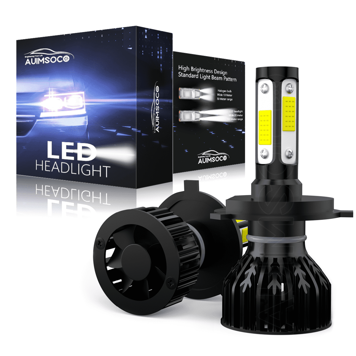 9003 Headlight Bulb, 12000LM 300% Brighter 9003 H4 LED Headlight Bulbs ...