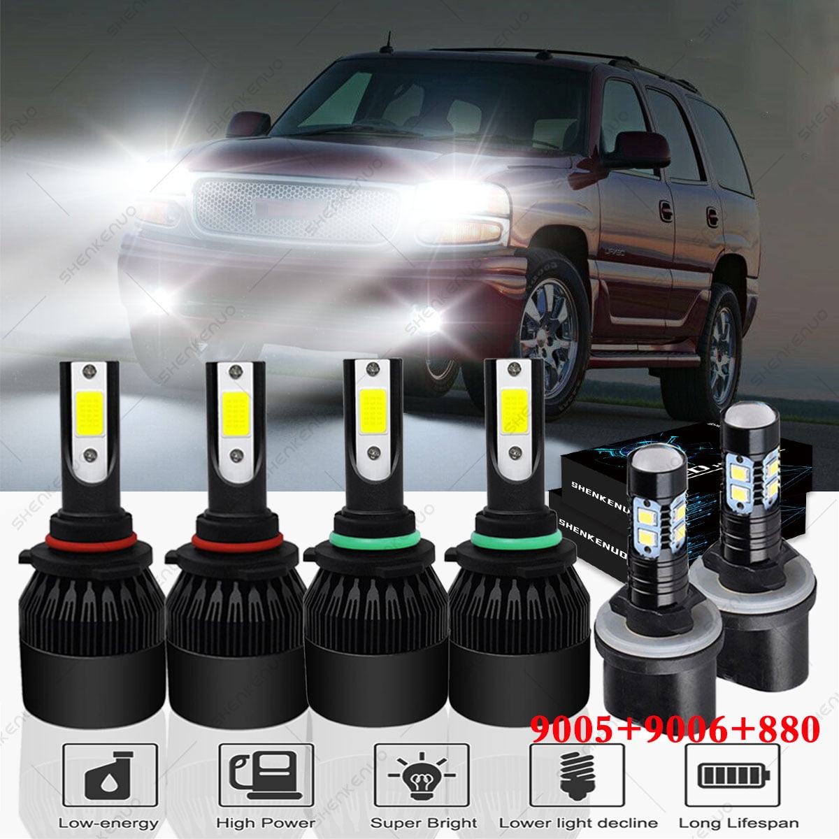 9005 9006 880 LED Headlight Fog light Bulbs Kit,for Chevrolet S10 1998 ...