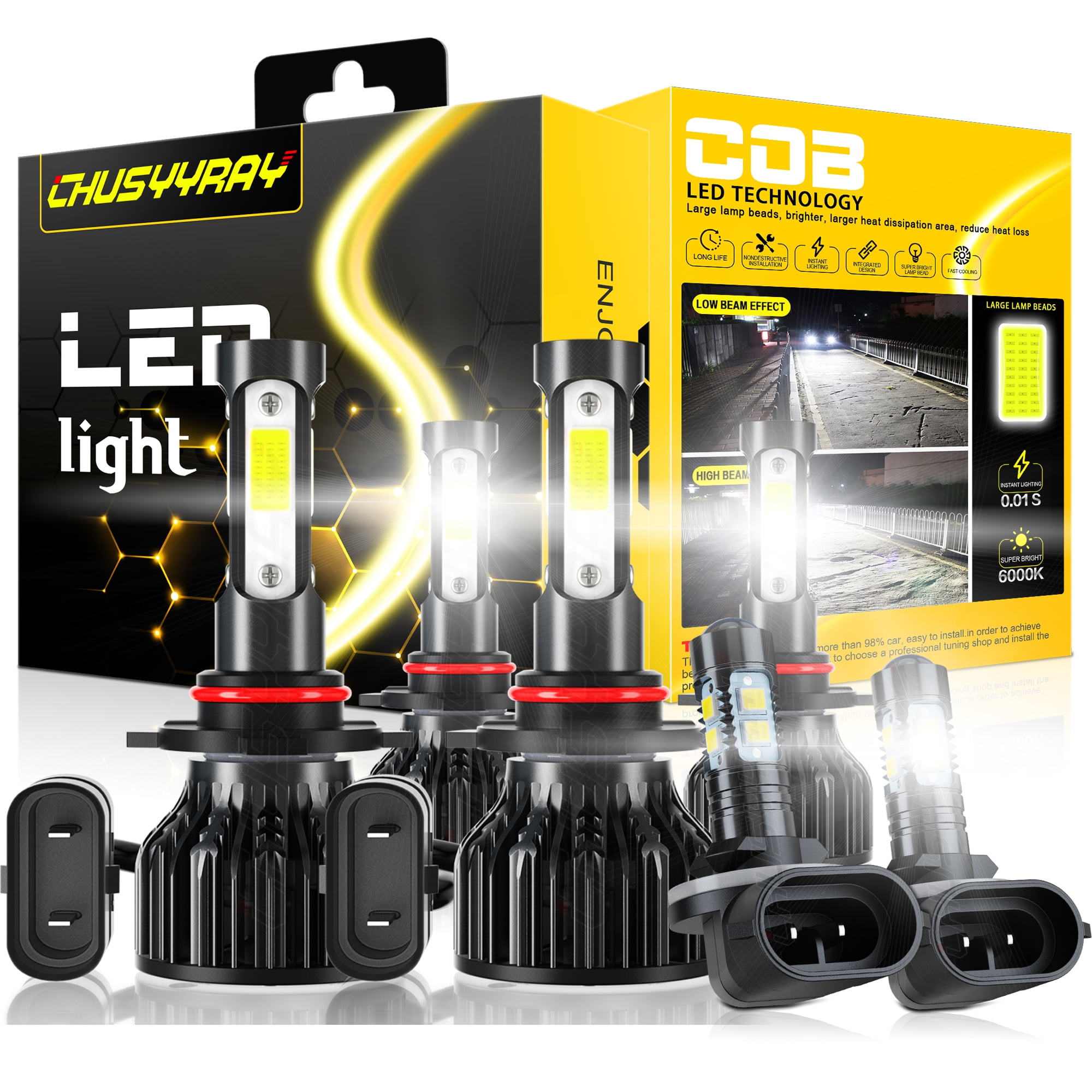 9005 9006 881/898 LED Headlights High Beam Low Beam Fog Light Bulbs 6000K Plug&Play 3SET ...