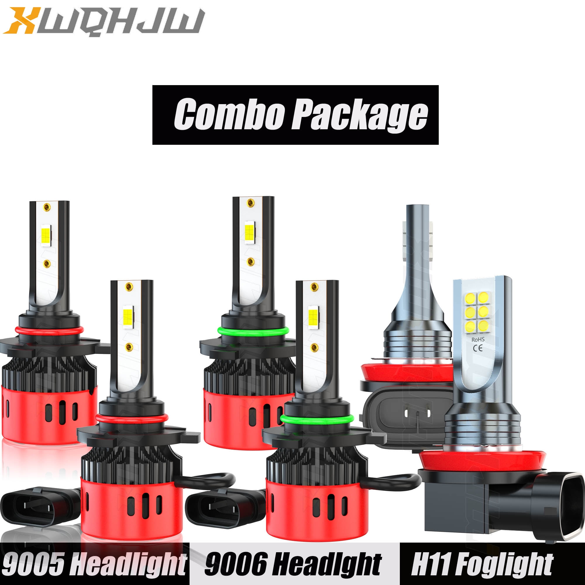 9005 9006 H11 LED Combo Headlight Fog Light Kit High Low Beam Bulbs White 6000K 6Pcs - Walmart.com
