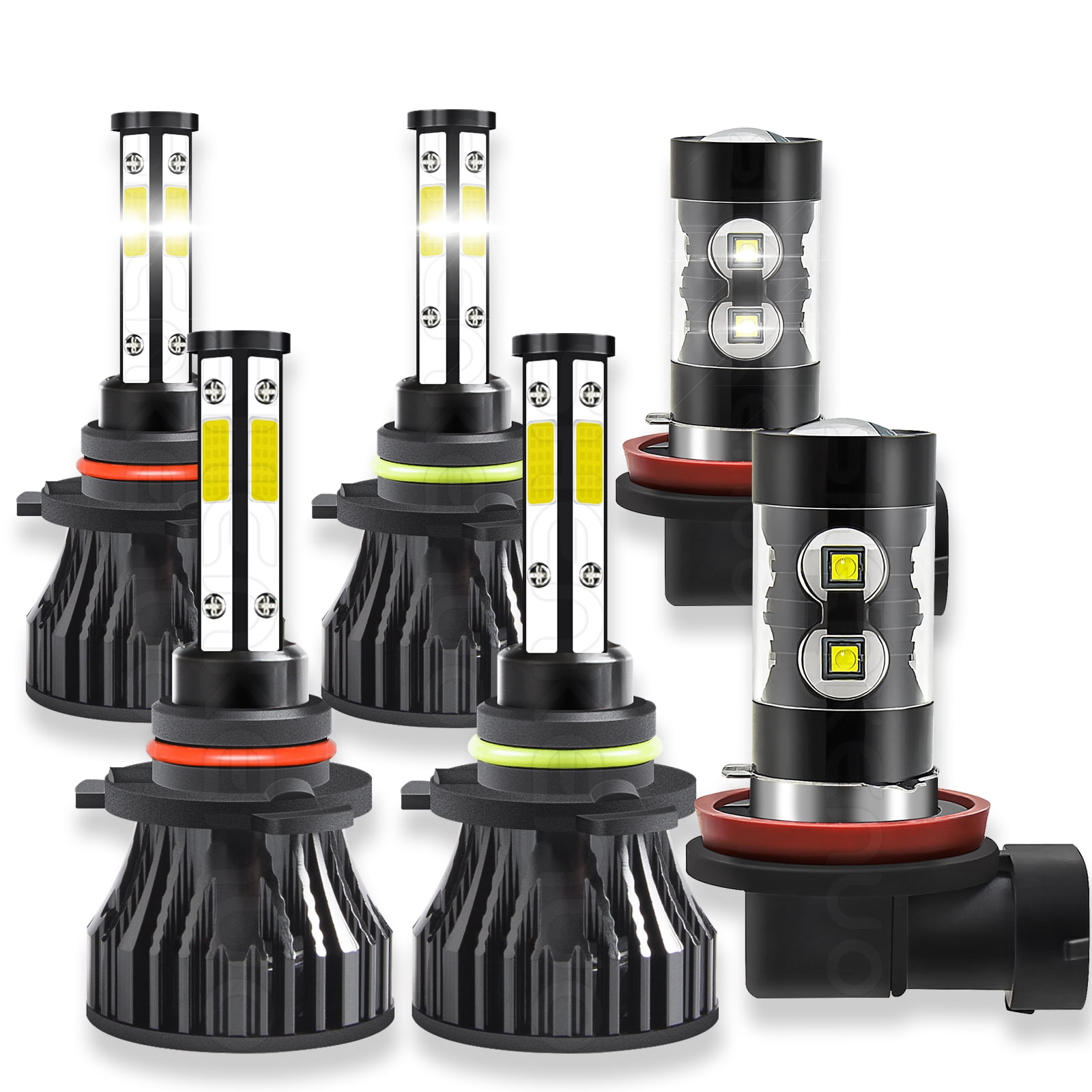 9005 9006 H11 LED Combo Headlights High Low Beam Bulbs White Fog Light Kit 6Pcs - Walmart.com