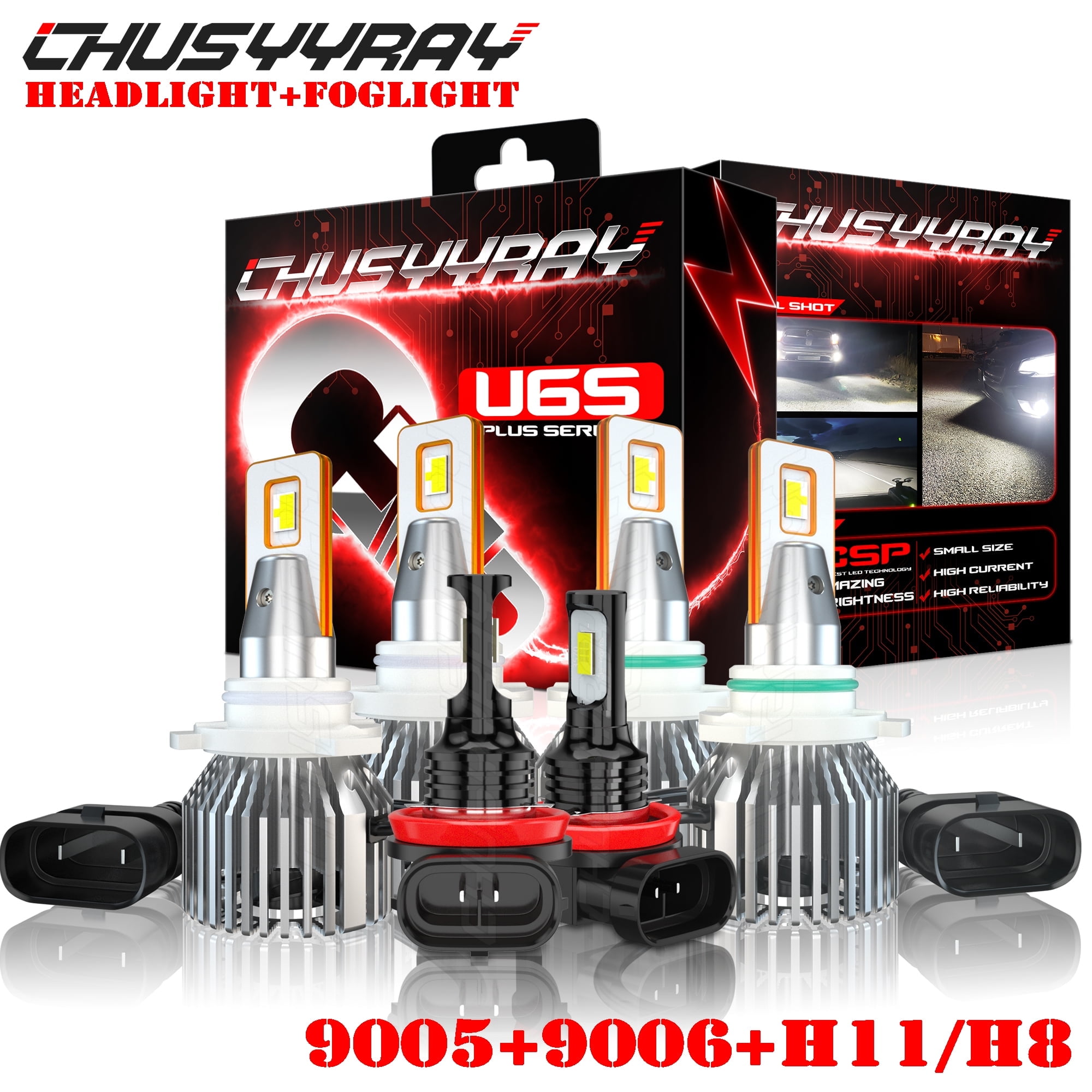 9005 9006 H11 LED Headlight Fog Light Bulbs 6000K Kit 6-Piece For Nissan Armada 11-15, CHUSYYRAY ...