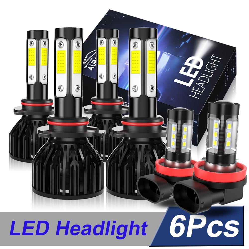 9005+9006+H11 Super White 4000LM LED Headlights Bulbs Combo Kits For ...