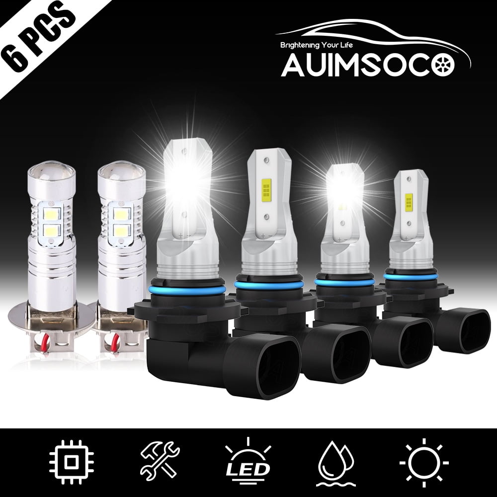 9005 9006 H3 6Pcs Hi-Lo Bulbs Fog Lights Combo Led Headlight Bulbs 8000 ...