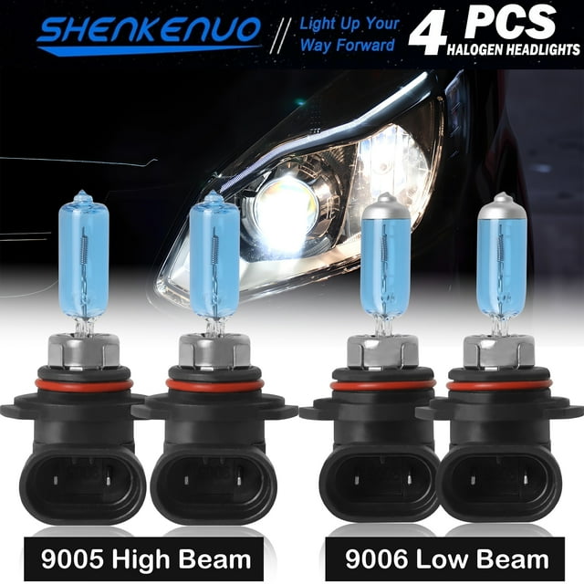9005+9006 Halogen Headlight Bulbs Front Bulb Combo For Toyota Sienna 2004-2010,100W 4200K Pack ...