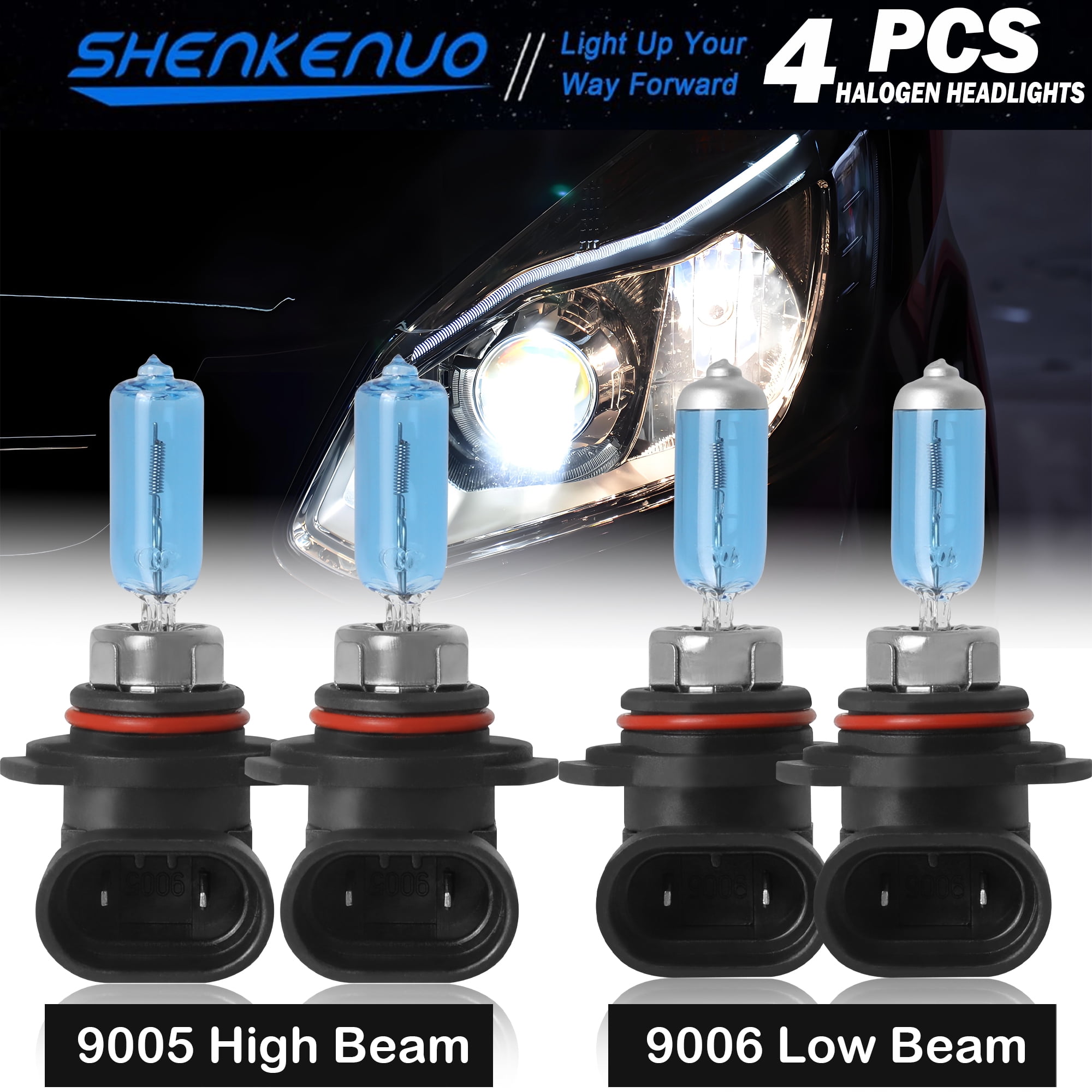 9005 9006 Halogen Headlights Kit Combo Bulbs 100W 4200K High Low Beam ...