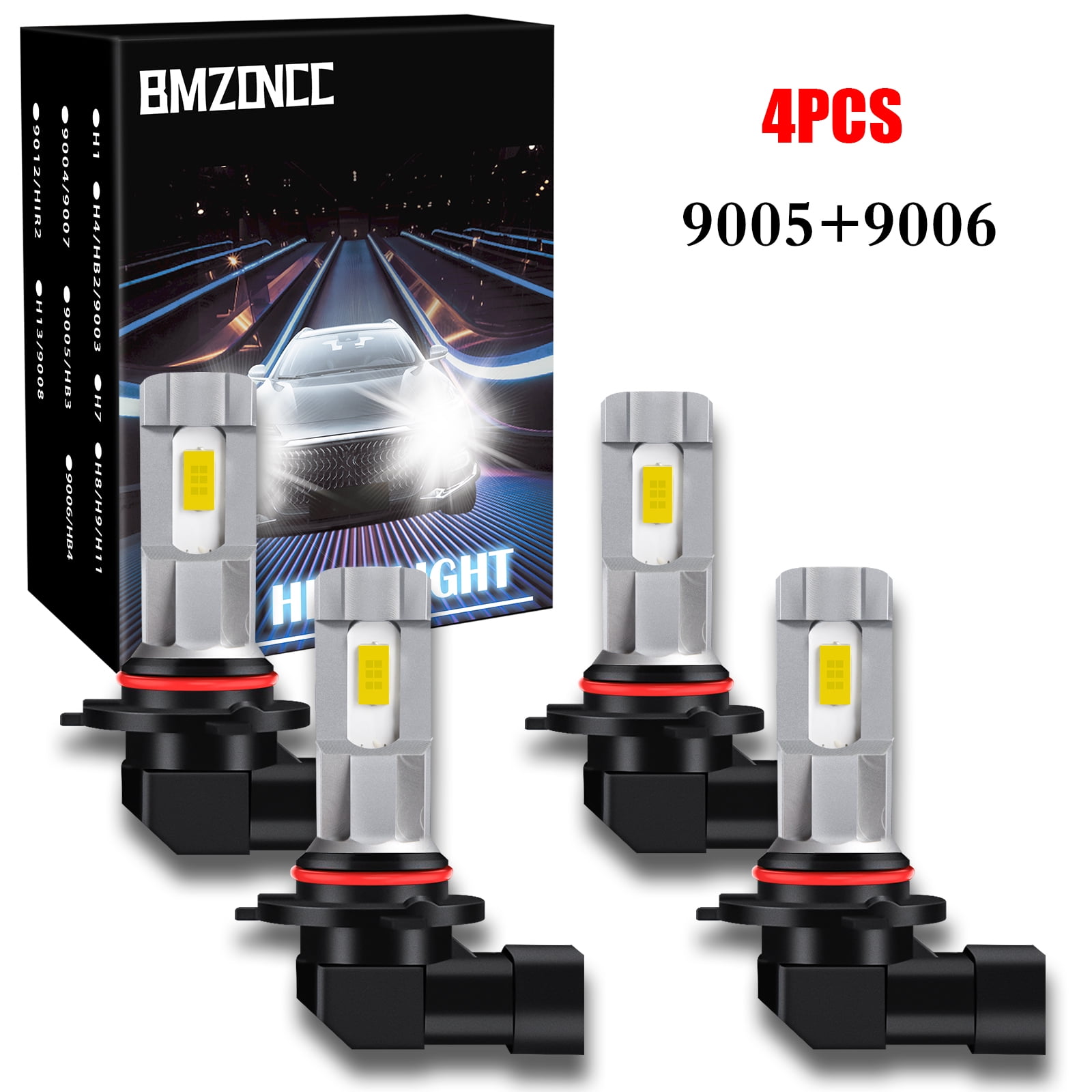 9005 9006 LED Bulbs Combo,2024 Upgraded Bulbs Kit, 6000K White, HB3 HB4 Halogen Replacement ...