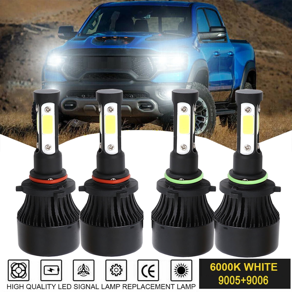 9005 9006 LED Headlight Bulb Kit for 2003-2004 Dodge Viper High Low ...