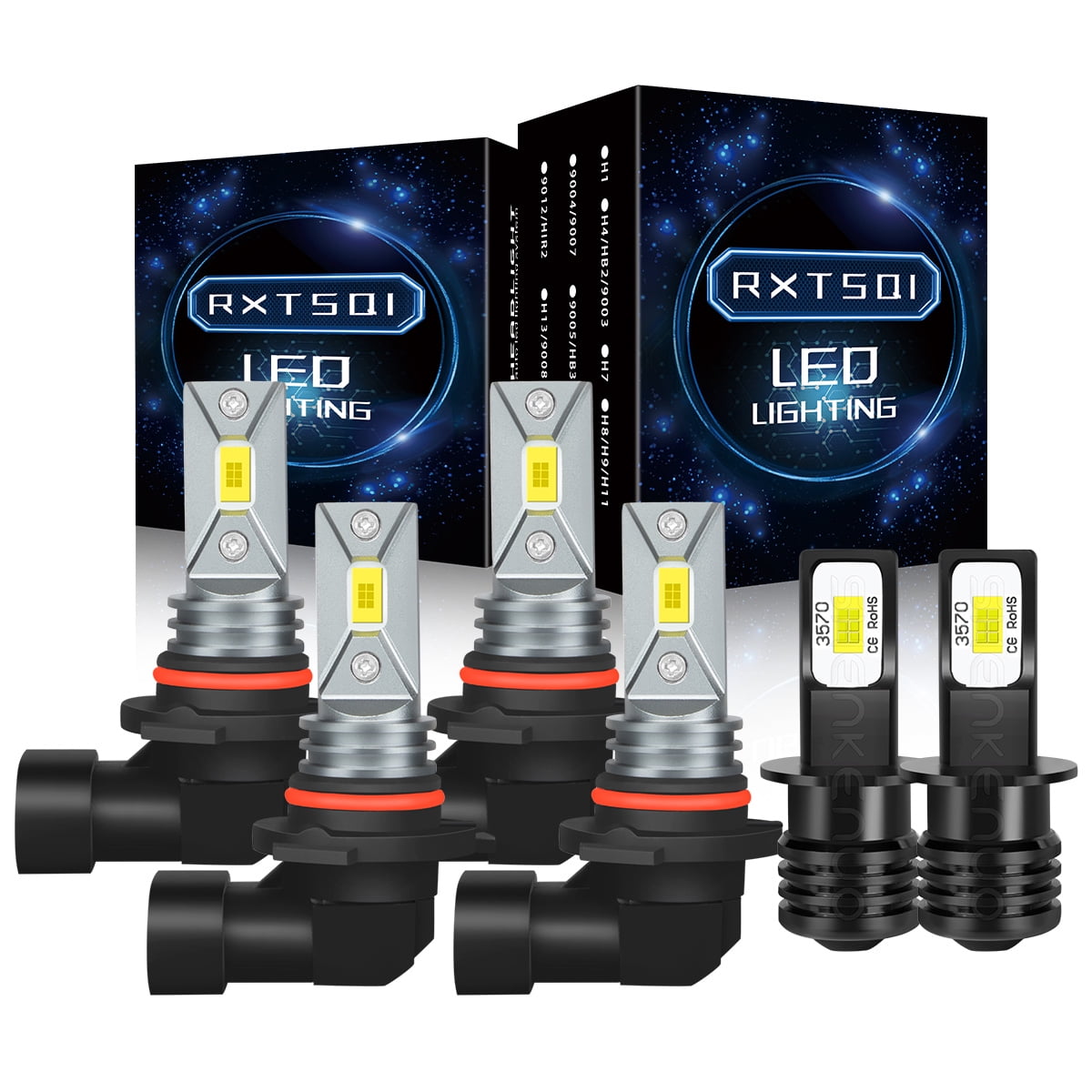 9005 9006 LED Headlight Bulbs HB3 HB4 High/Low Beam Bright White H3 LED ...