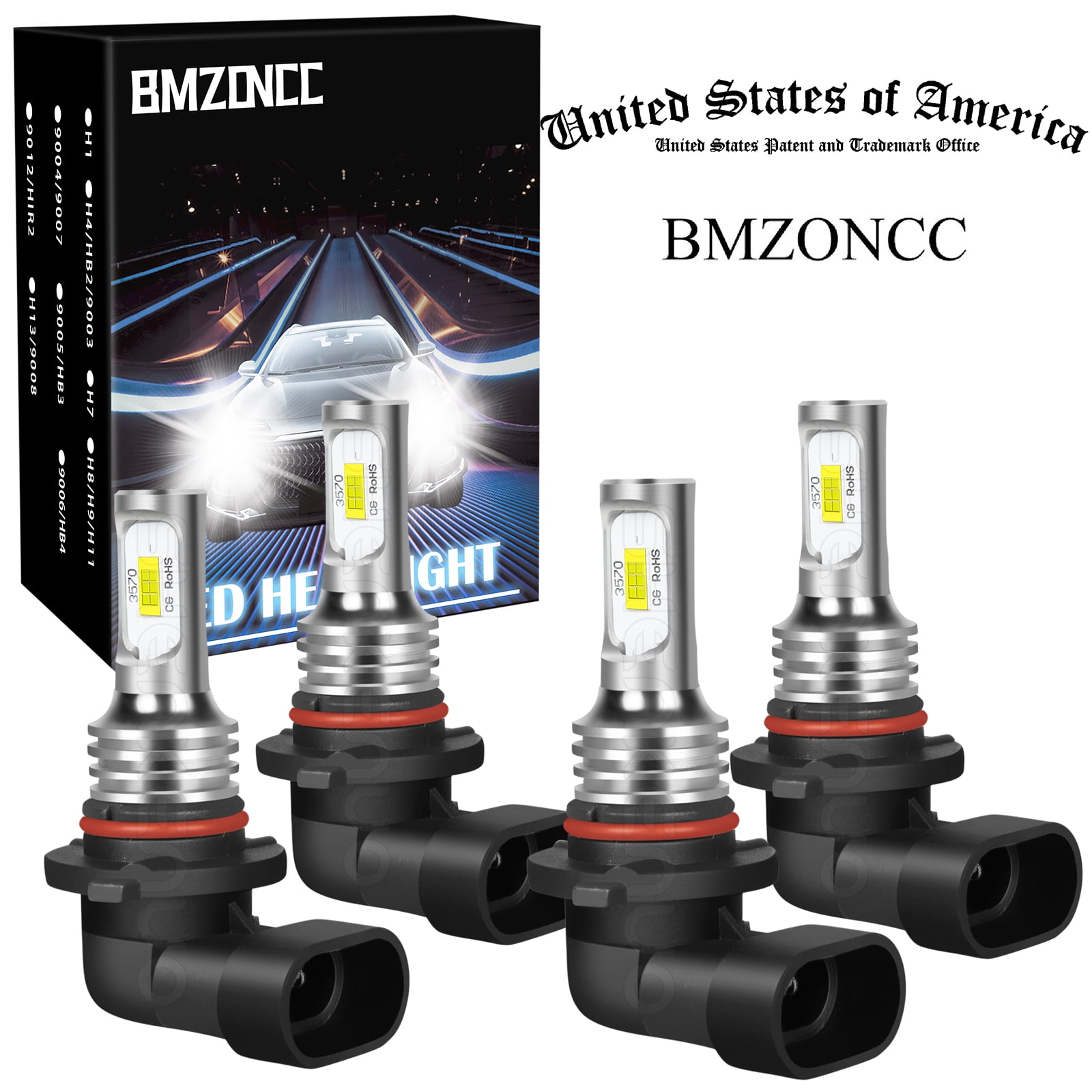 9005 9006 LED Headlight Bulbs, High Low Beam Replacement,3800LM 6000K ...