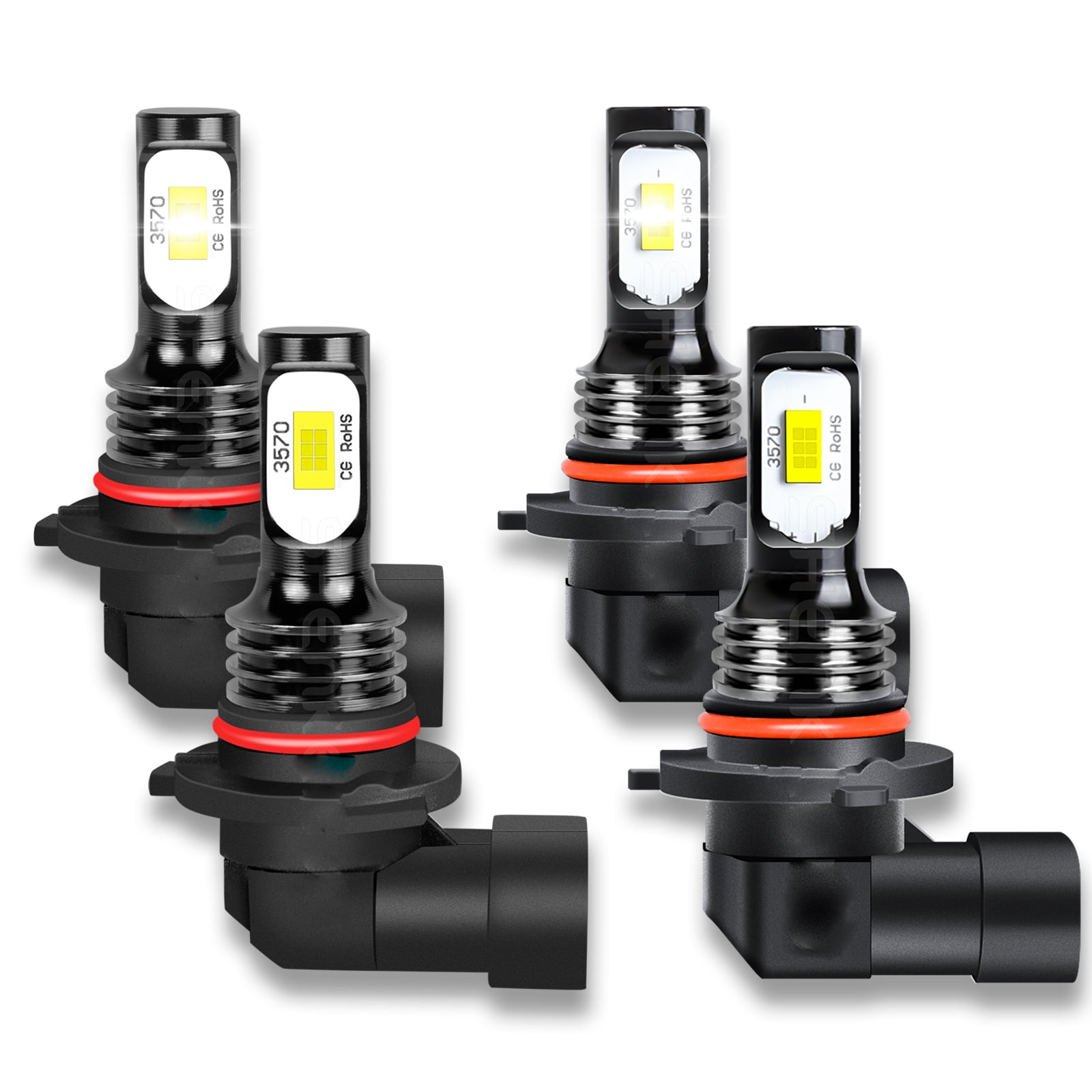 9005 9006 LED Headlight Bulbs Kit, 300% Brightness 8000 Lumens HB3 High Beam and HB4 Low Beam ...