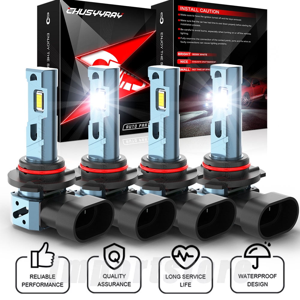 9005+9006 LED Headlight High Low Beam Bulbs 6000K White 4x - for ...