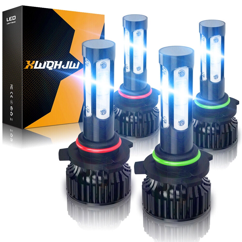 9005 9006 LED Headlights Kit Combo Bulbs 6000K High Low Beam Brightest ...