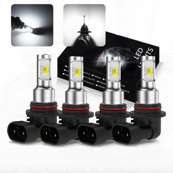 9005 9006 LED Headlights Kit Combo Bulbs 6500K High Low Beam Car Light ...