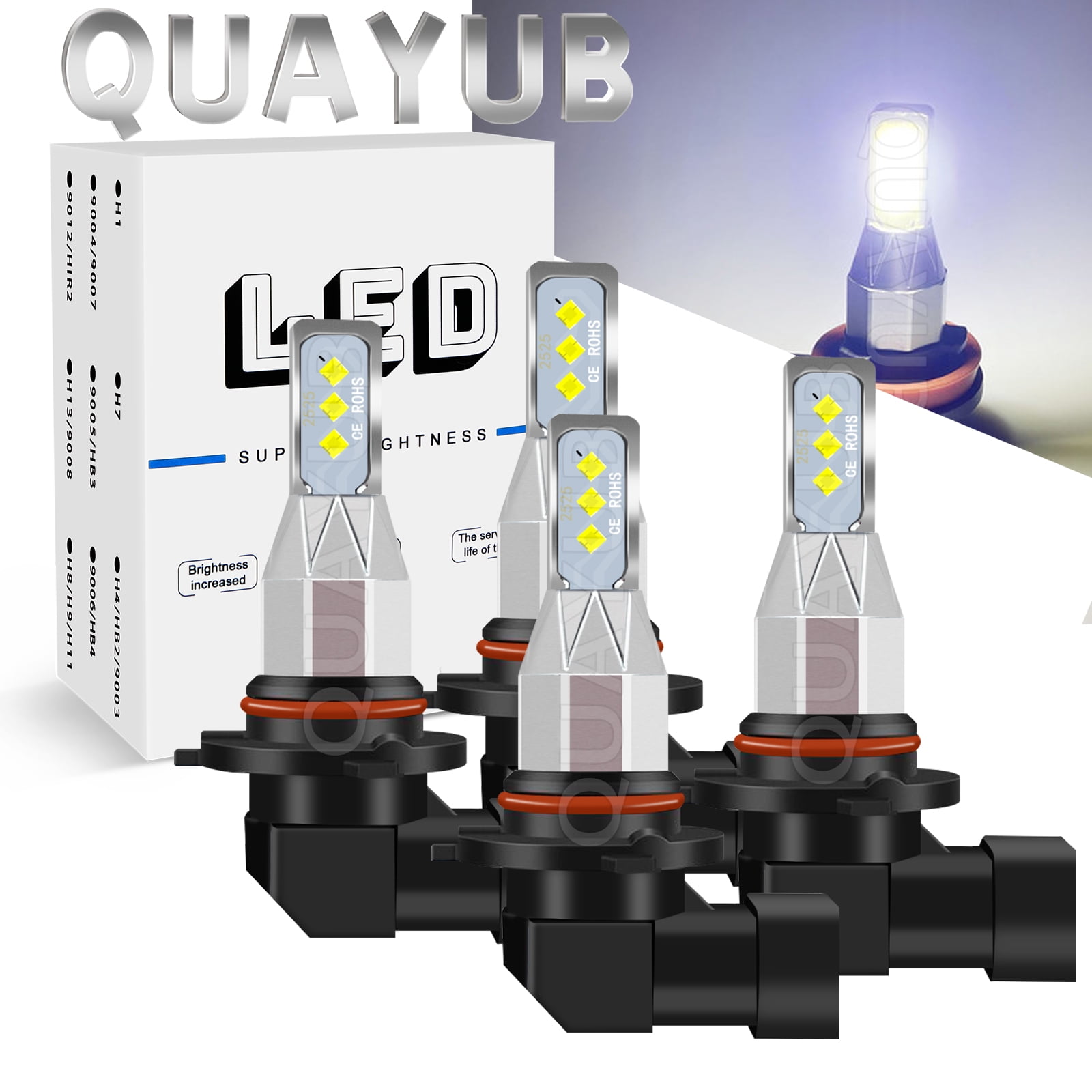 9005 9006 LED Headlights Kit Combo Bulbs 6500K High Low Beam Super ...