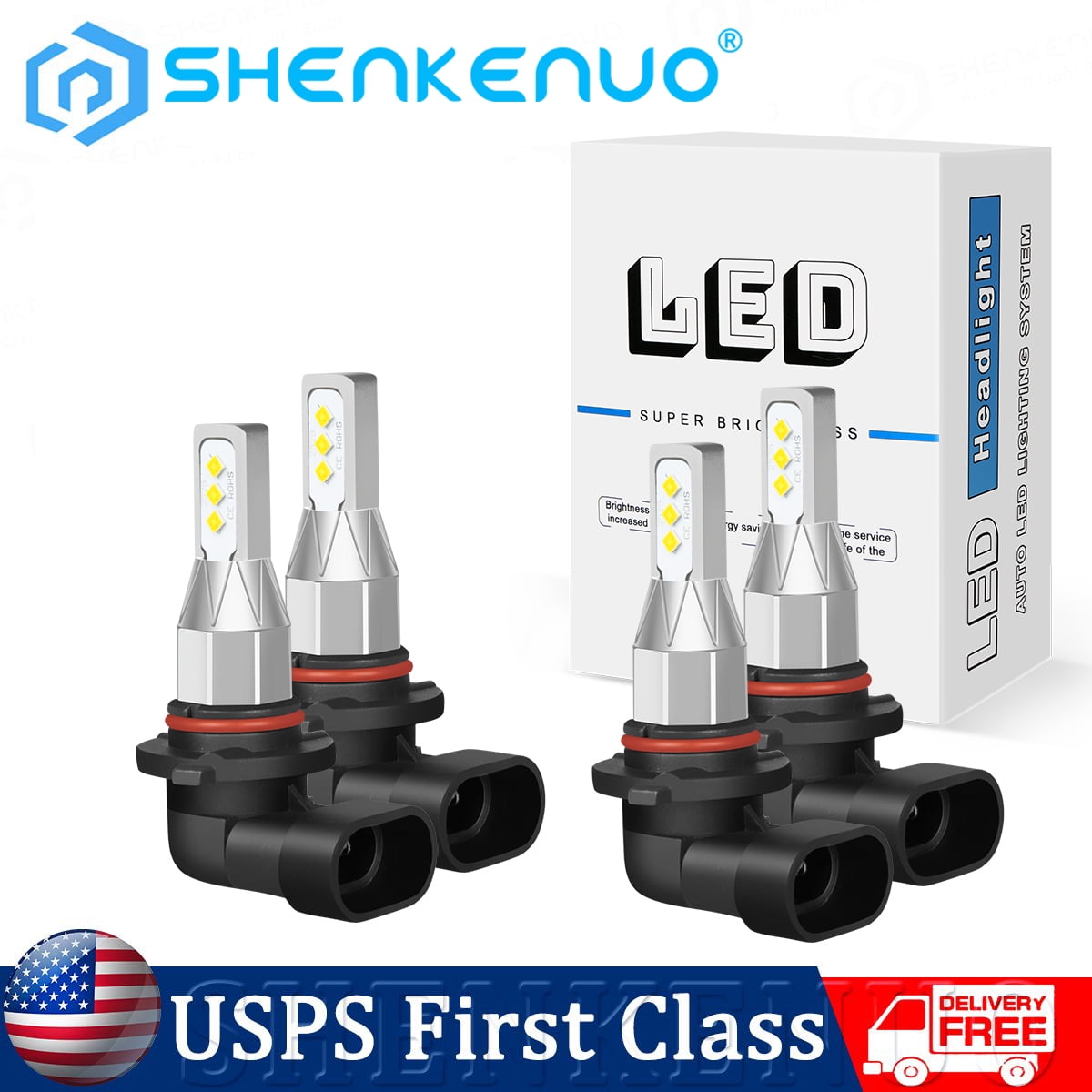 9005 9006 LED Headlights Kit Combo Bulbs 6500K High Low Beam Super ...