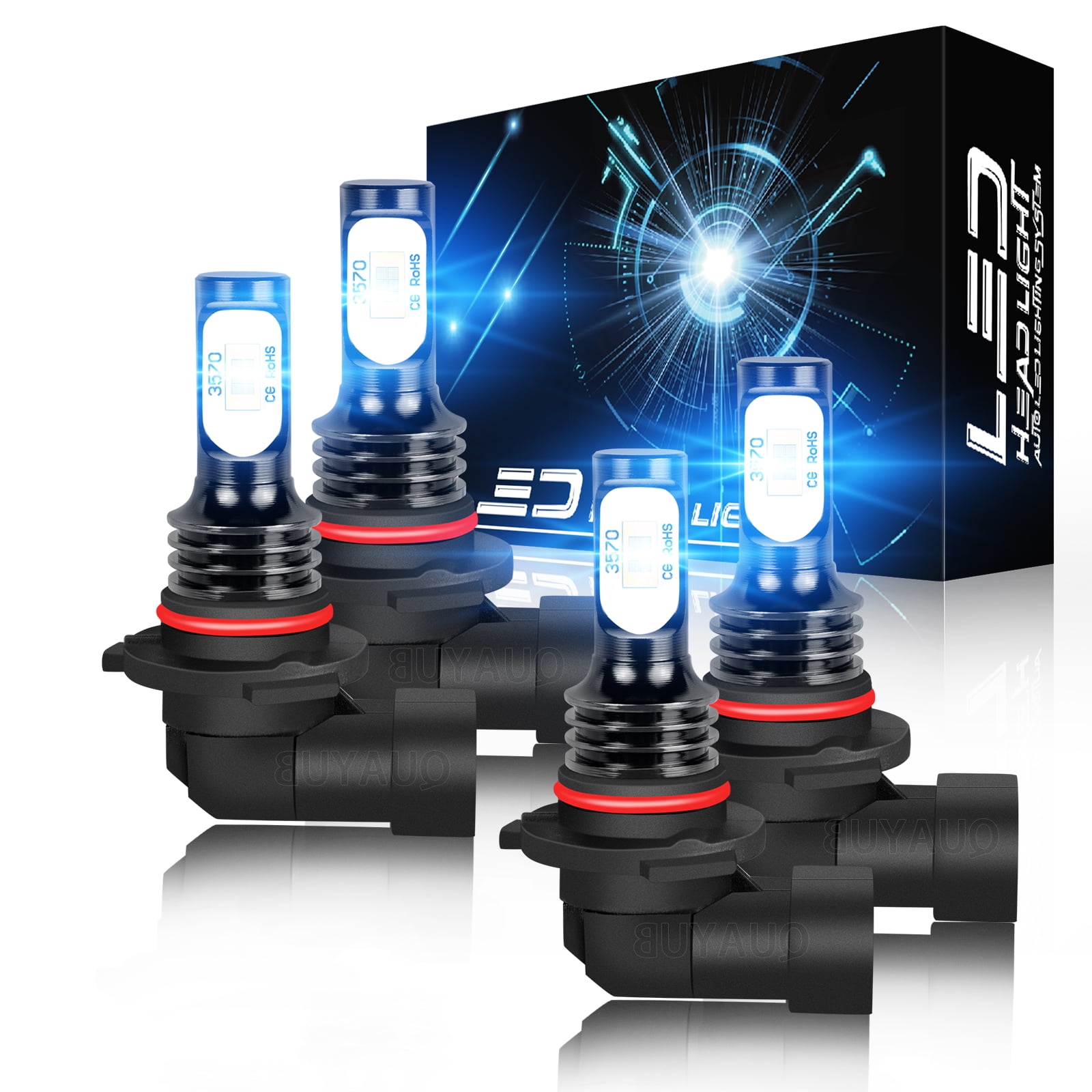 9005 9006 LED Headlights Kit Combo Bulbs 8000K/6000K High Low Beam ...