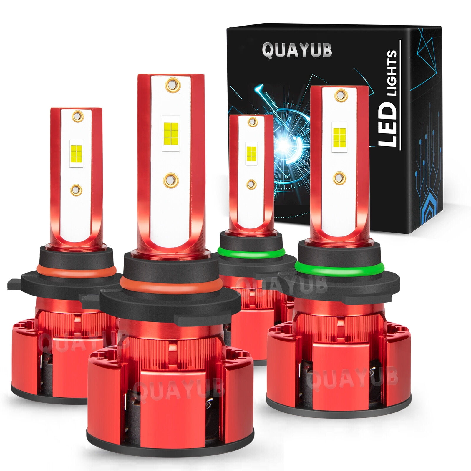 9005 9006 LED Headlights Kit Combo Bulbs 8000K/6000K High Low Beam ...