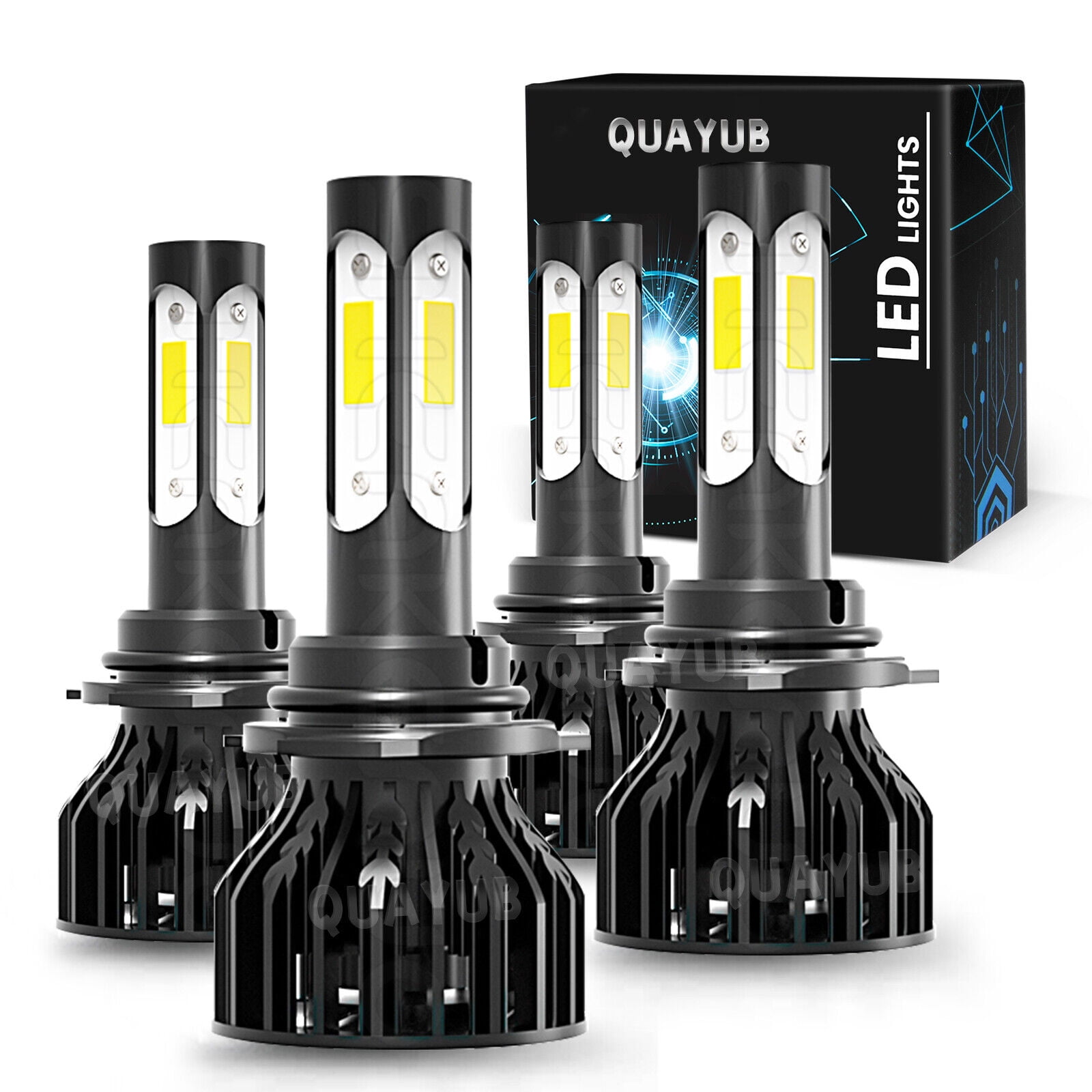 9005 9006 LED Headlights Kit Combo Bulbs 8000K/6000K High Low Beam ...