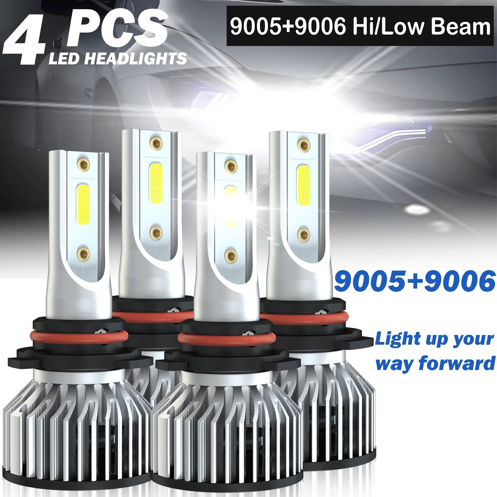 9005 9006 LED White Headlight Hi/Lo Beam Combo Bulbs For Jeep Grand ...