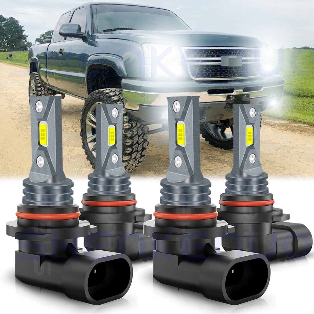 Chevy Silverado 3500 2001-2006 LED Headlight Bulbs 9005 9006 High/Low ...