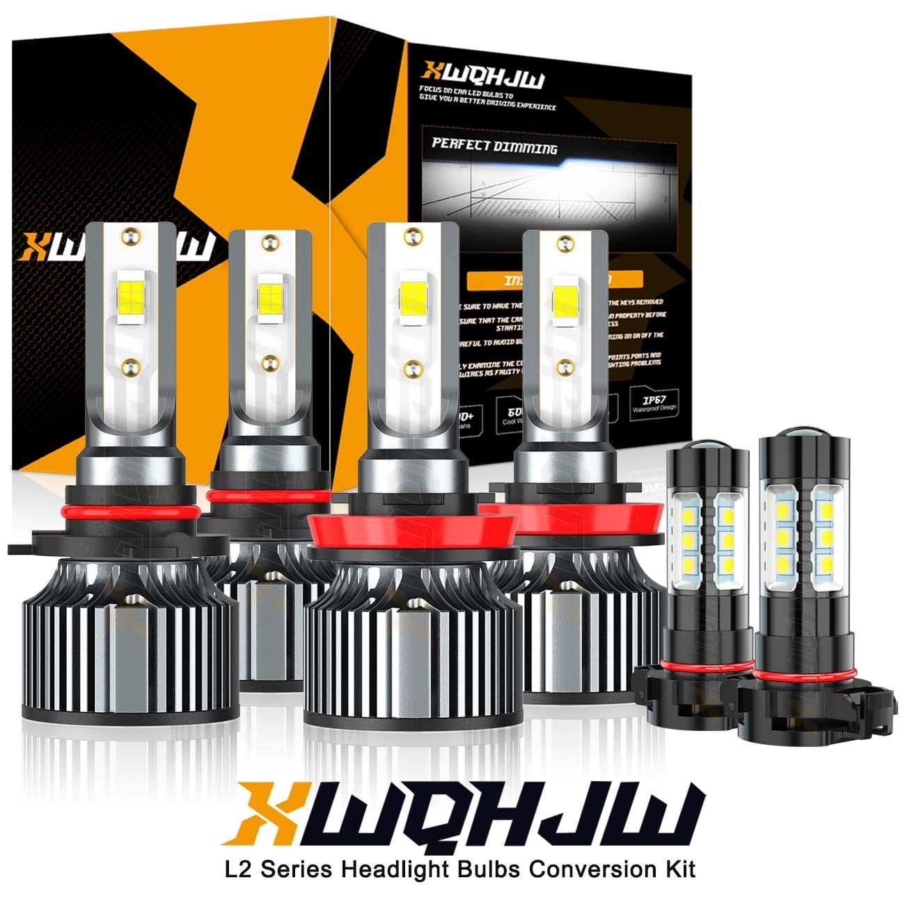 9005+H11+5202 6X LED Headlight Bulbs High_Low Beam+Fog Light Kits ...