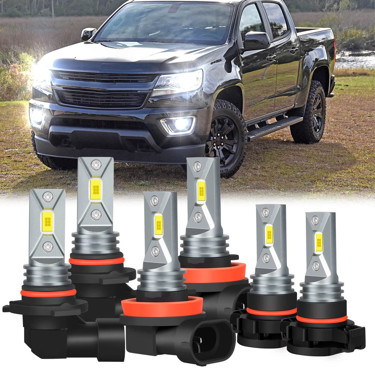 9005 H11 5202 LED Headlight Kit Hi/Low Bulbs Fog Light For Chevrolet ...