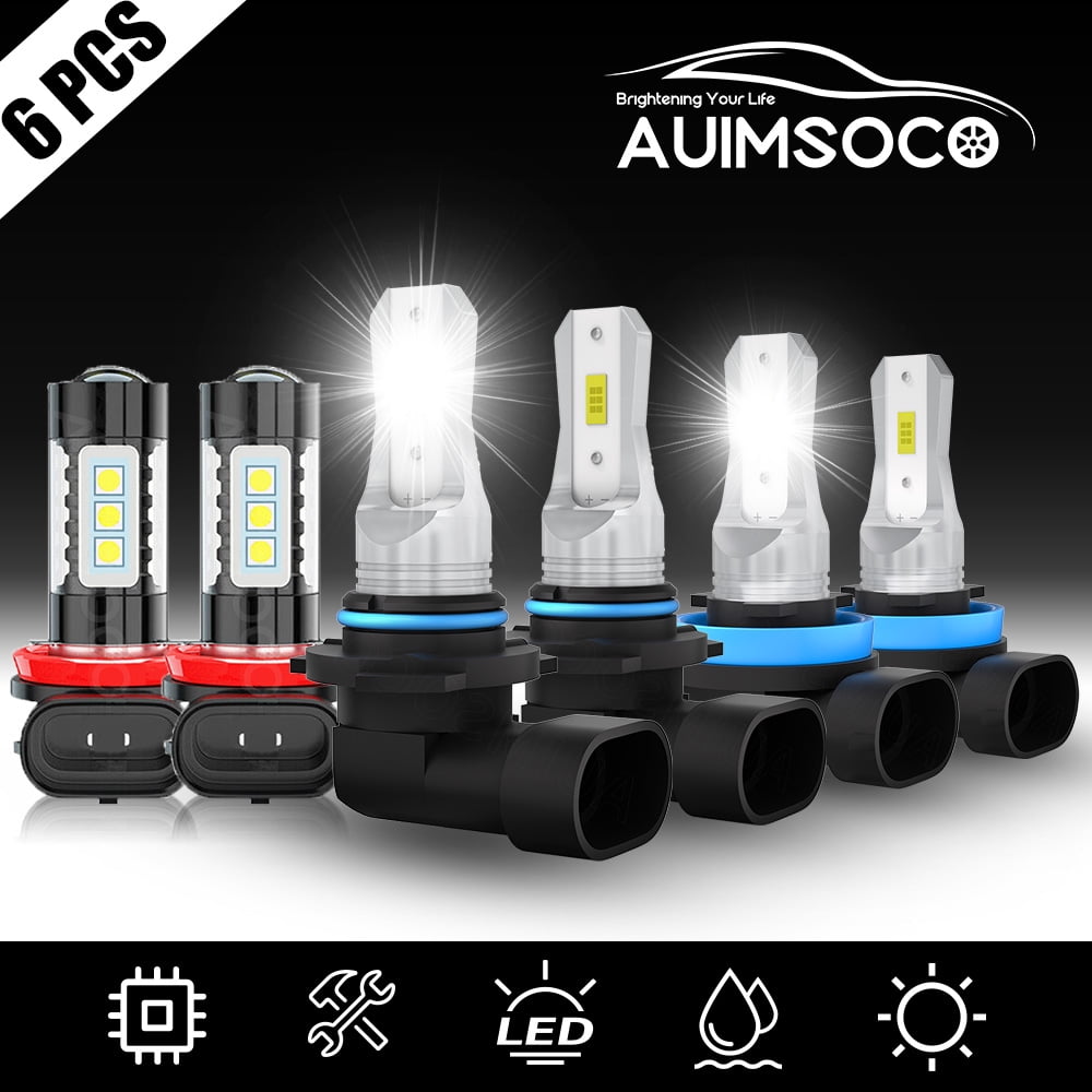9005 H11 H11 6x Hi/Lo Bulbs Fog Lights Combo LED Headlights 6000k 8000 ...