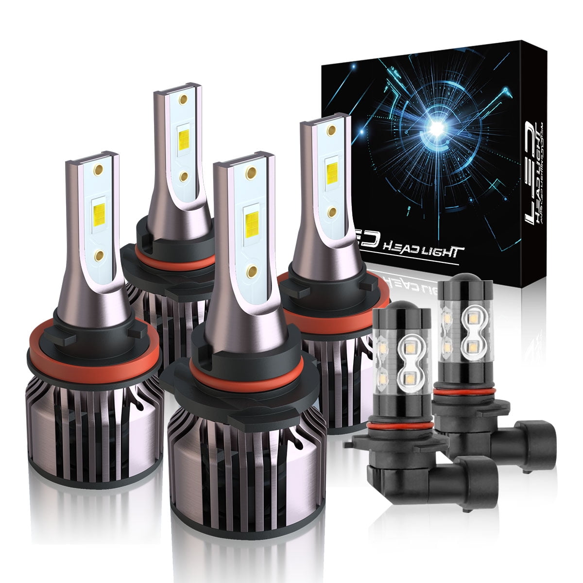 9005 H11 9145 Combo 6x 2-Sides LED Headlight High Low Beam Fog Light Bulbs,v25 - Walmart.com