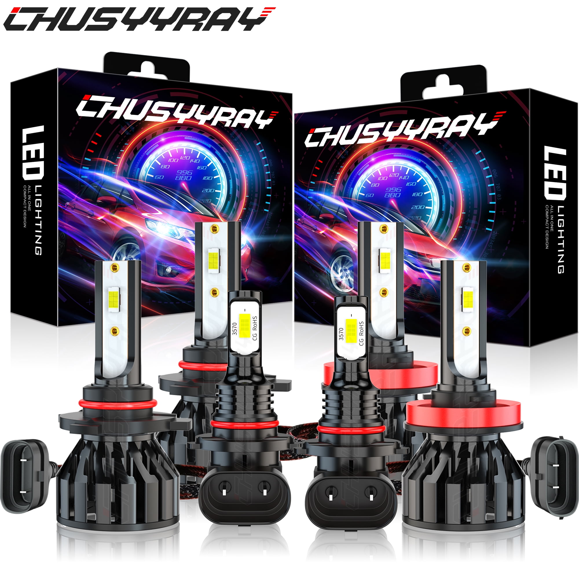 9005 H11 9145 LED Headlight High Low Beam+Fog Light Bulbs Combo For ...