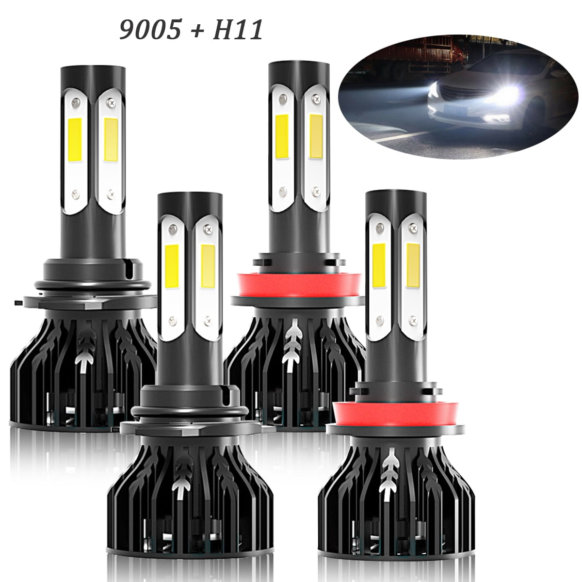 9005+H11 Combo LED Headlight Bulbs Kit For Chevy Silverado 1500 2500HD ...