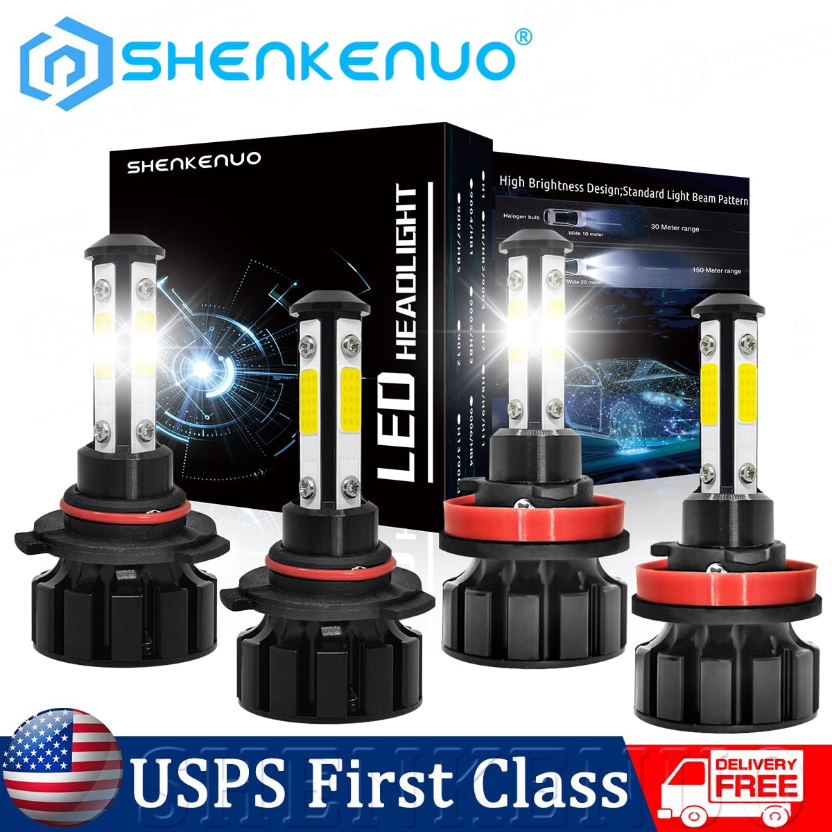 9005+H11 Combo LED Headlight Bulbs Kit For Chevy Silverado 1500 2500HD ...