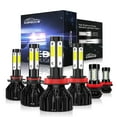 9005+H11+H11 Super White 4000LM LED Headlights Bulbs Combo Kits For ...
