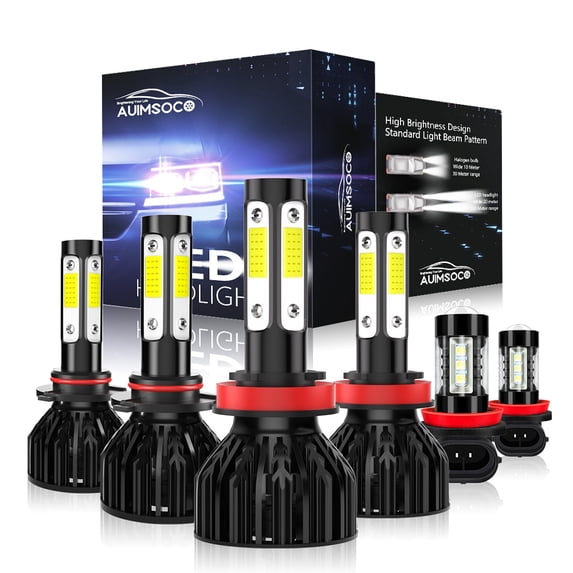 9005+H11+H11 Super White 4000LM LED Headlights Bulbs Combo Kits For ...