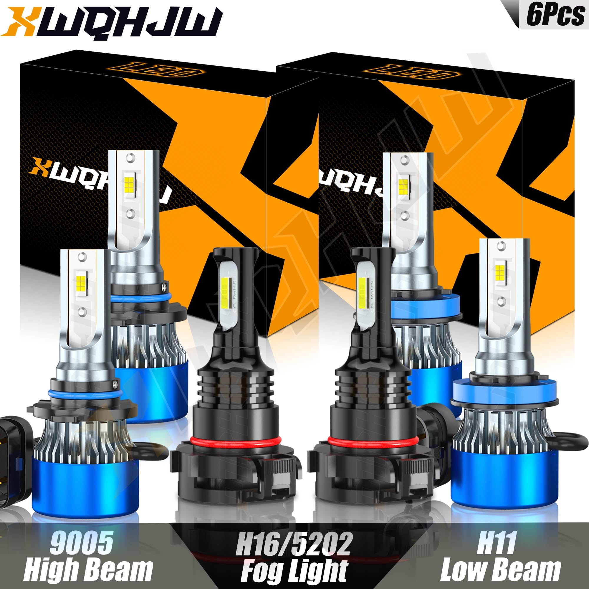 9005 H11 H16/5202 LED Headlight Bulbs 9005+H11 Hi+Lo Beam + H16 Fog ...