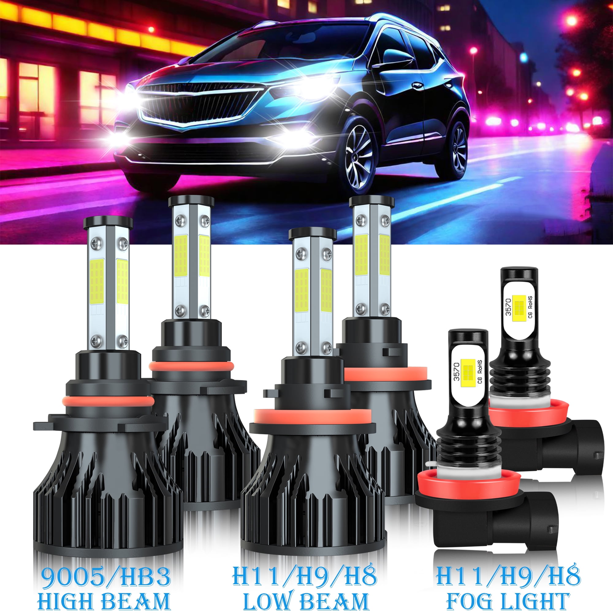 9005 H11 High&Low Beam for Buick Encore 2013 2014 2015 2016 2017 2018 ...