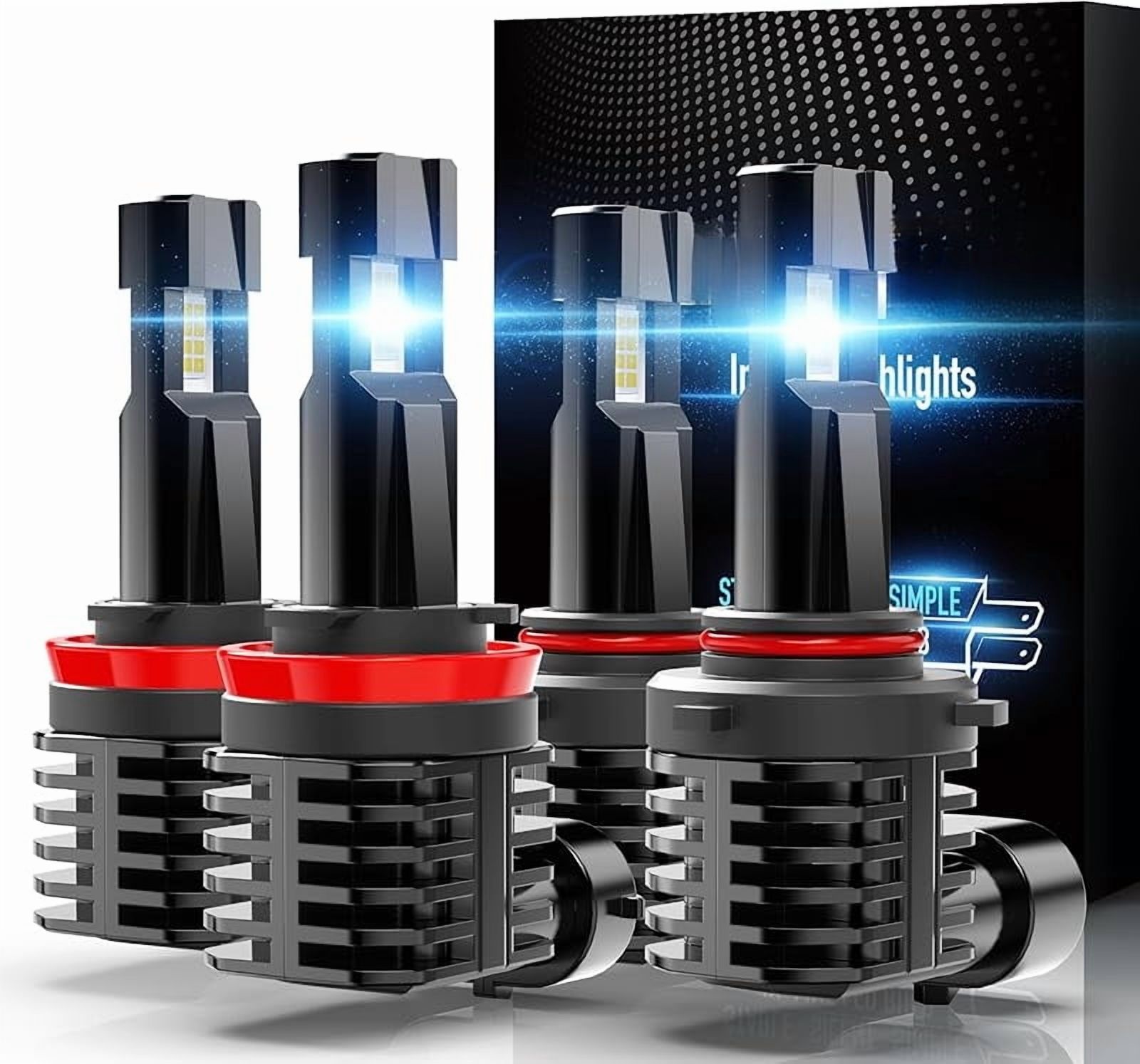 9005 H11 LED Fog Light Bulbs, Fanless 6500K Xenon White, HB3 H8 H9 In ...