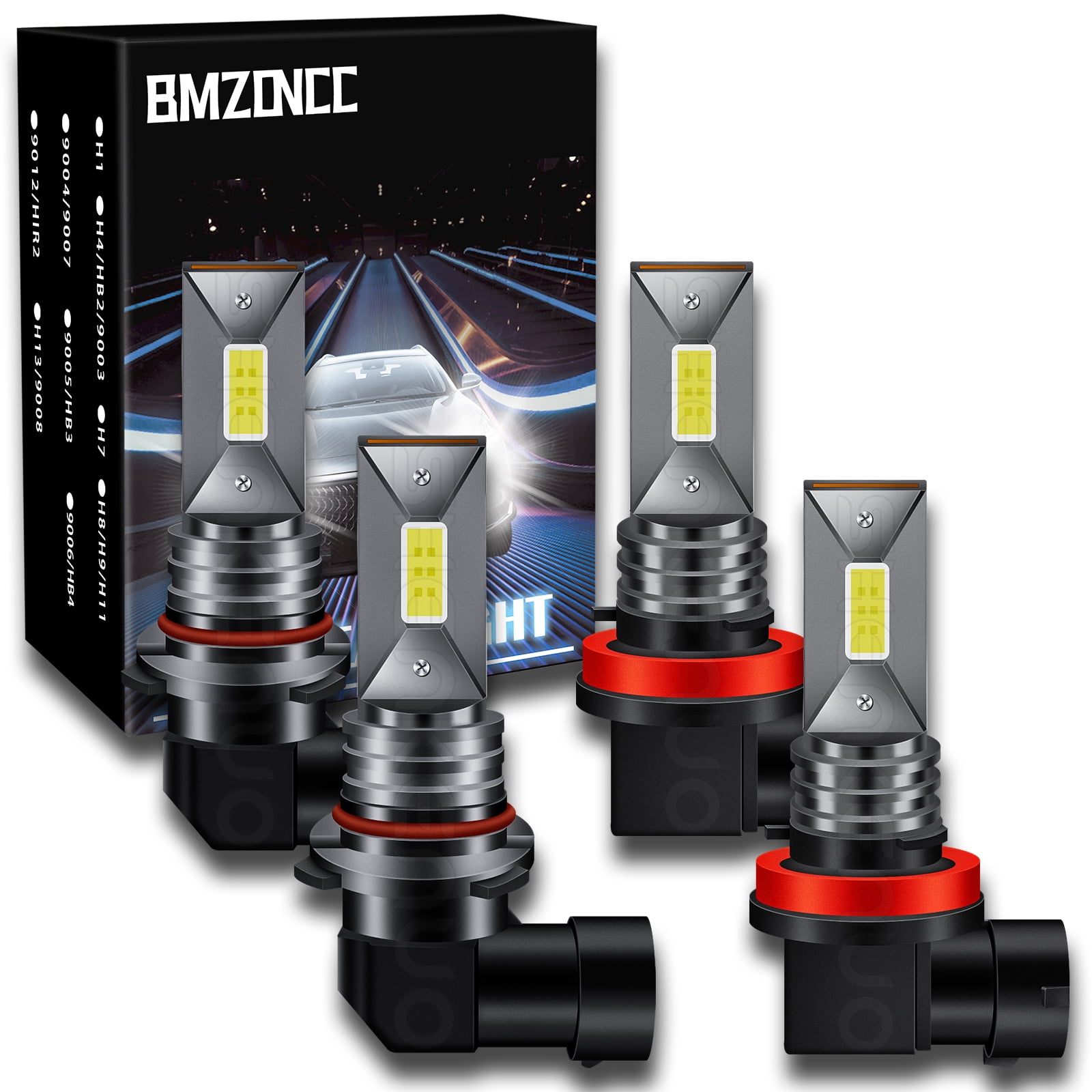 BMZONCC 9005 H11 LED Headlight Bulbs Combo, High Low Beam, 10000LM ...