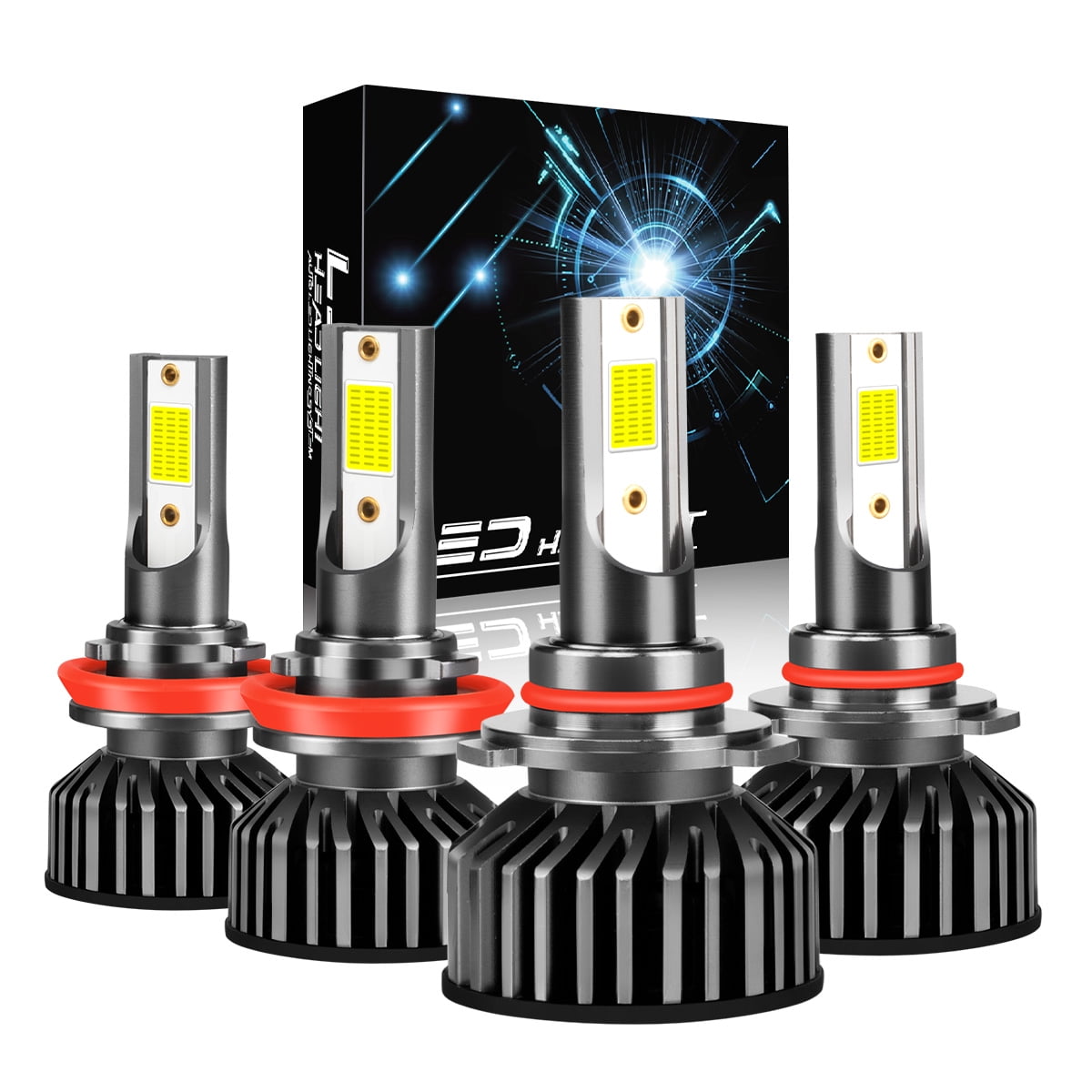 9005 H11 LED Headlight Bulbs 9005 High Beam H11 Low Beam Bulbs White ...