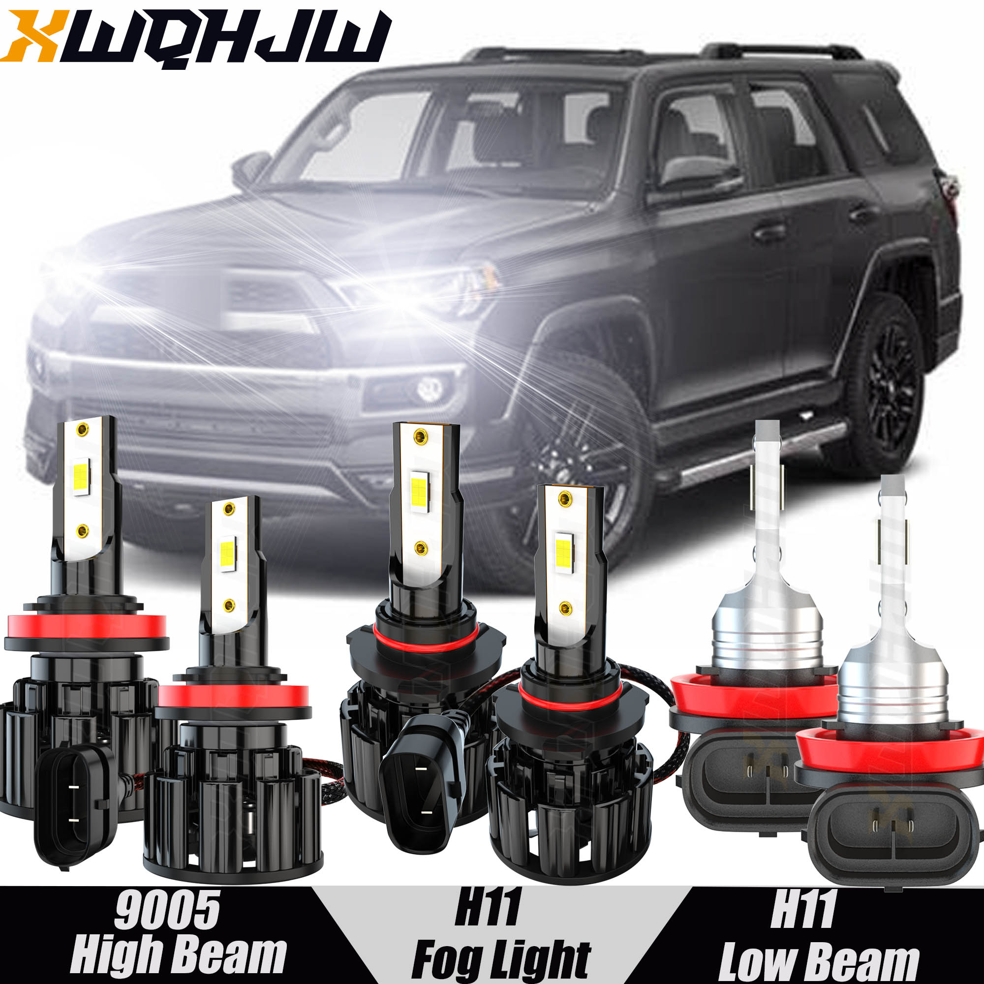 9005 H11 LED Headlight Hi/Lo Beam+H11 Fog Light Bulbs Combo for Toyota ...